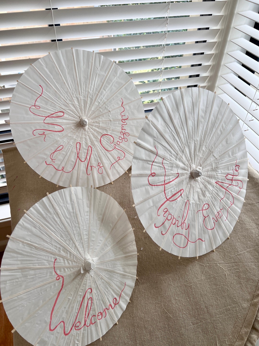 Personalised Paper Parasols With Hand Lettering - Etsy