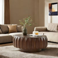 Carved Indian Round Table With Wooden Top,carved Chakki Table,coffee ...