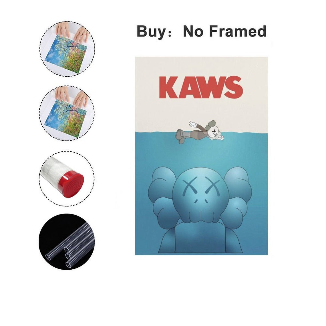 Kaws Jaws Movie Poster Canvas Poster Wall Art Decor Bedroom Room Office ...