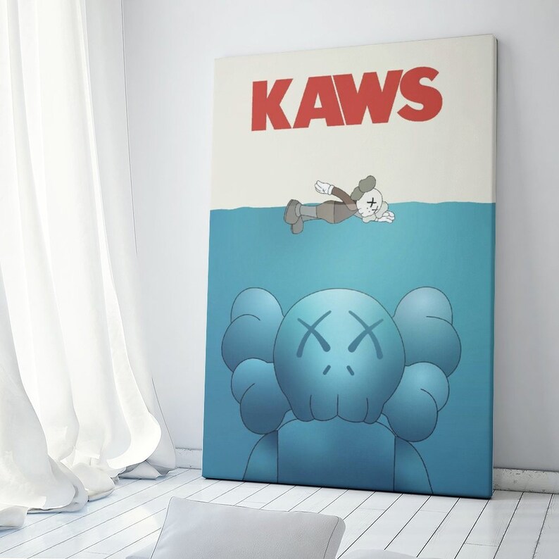 Kaws Jaws Movie Poster Canvas Poster Wall Art Decor Bedroom Room Office ...