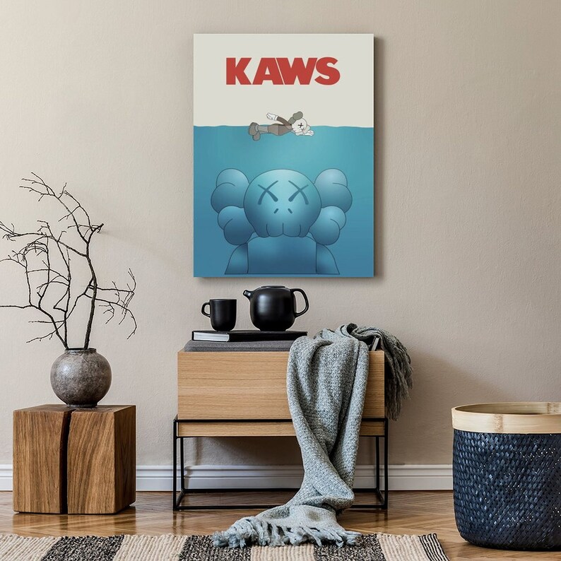 Kaws Jaws Movie Poster Canvas Poster Wall Art Decor Bedroom Room Office ...