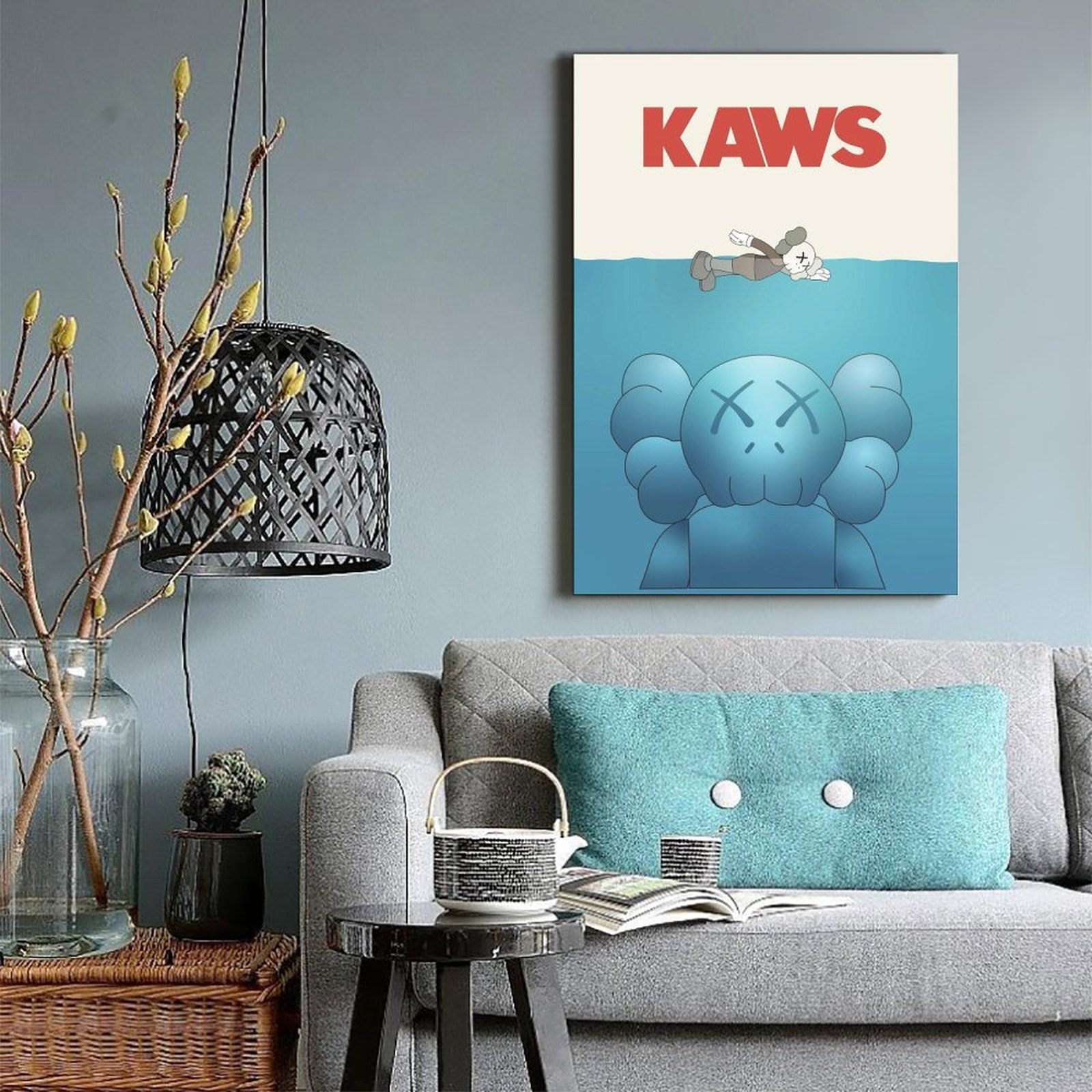 Kaws Jaws Movie Poster Canvas Poster Wall Art Decor Bedroom Room Office ...