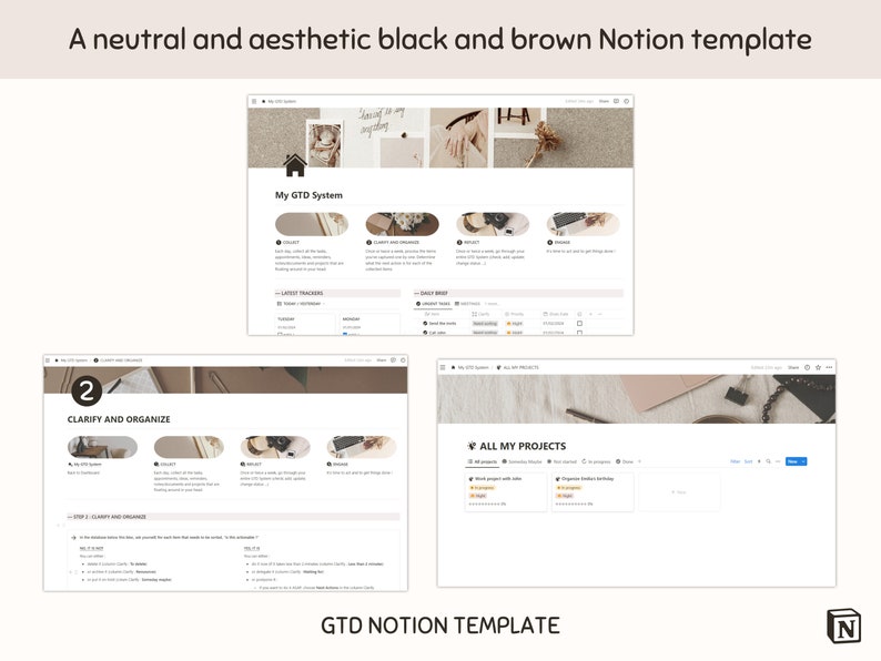 Notion GTD Template - GTD Templates, GTD Planner Notion, Cozy Notion ...
