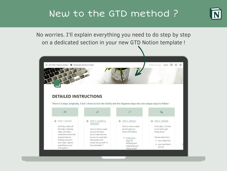 GTD Notion Template Getting Things Done GTD Template, GTD Digital Planner, Notion Template ...