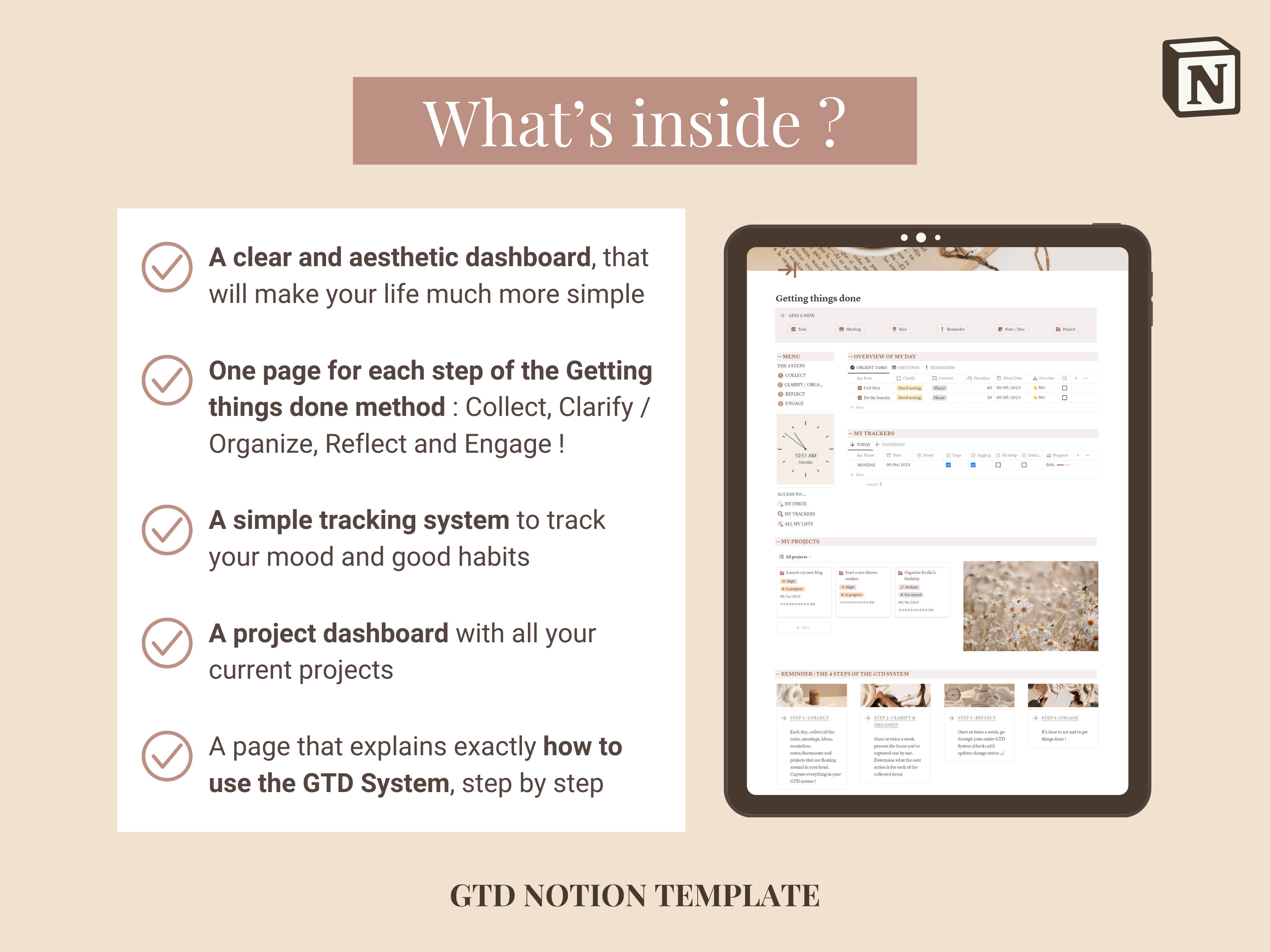 Notion GTD Template, Getting Things Done, GTD Templates, GTD Template ...