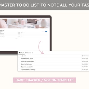 Habit Tracker Notion Template - Notion Planner Template, Pink Notion ...