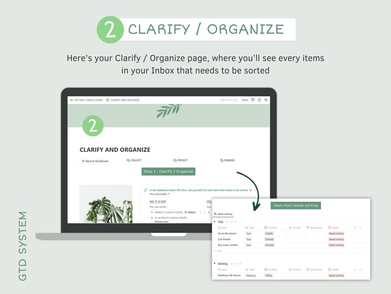 GTD Notion Template Getting Things Done GTD Template, GTD Digital ...
