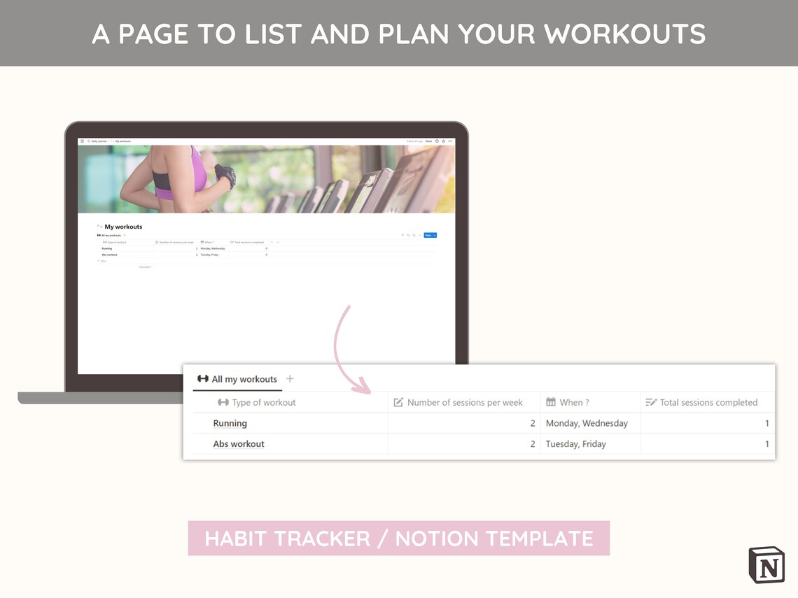 Habit Tracker Notion Template Notion Planner Template, Pink Notion ...