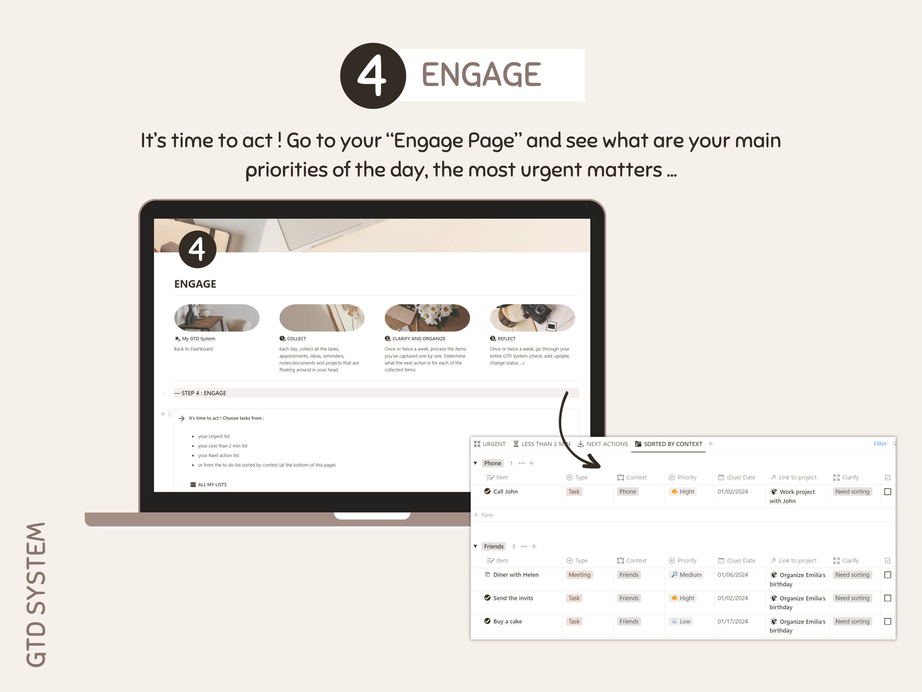 Notion GTD Template - GTD Templates, GTD Planner Notion, Cozy Notion ...