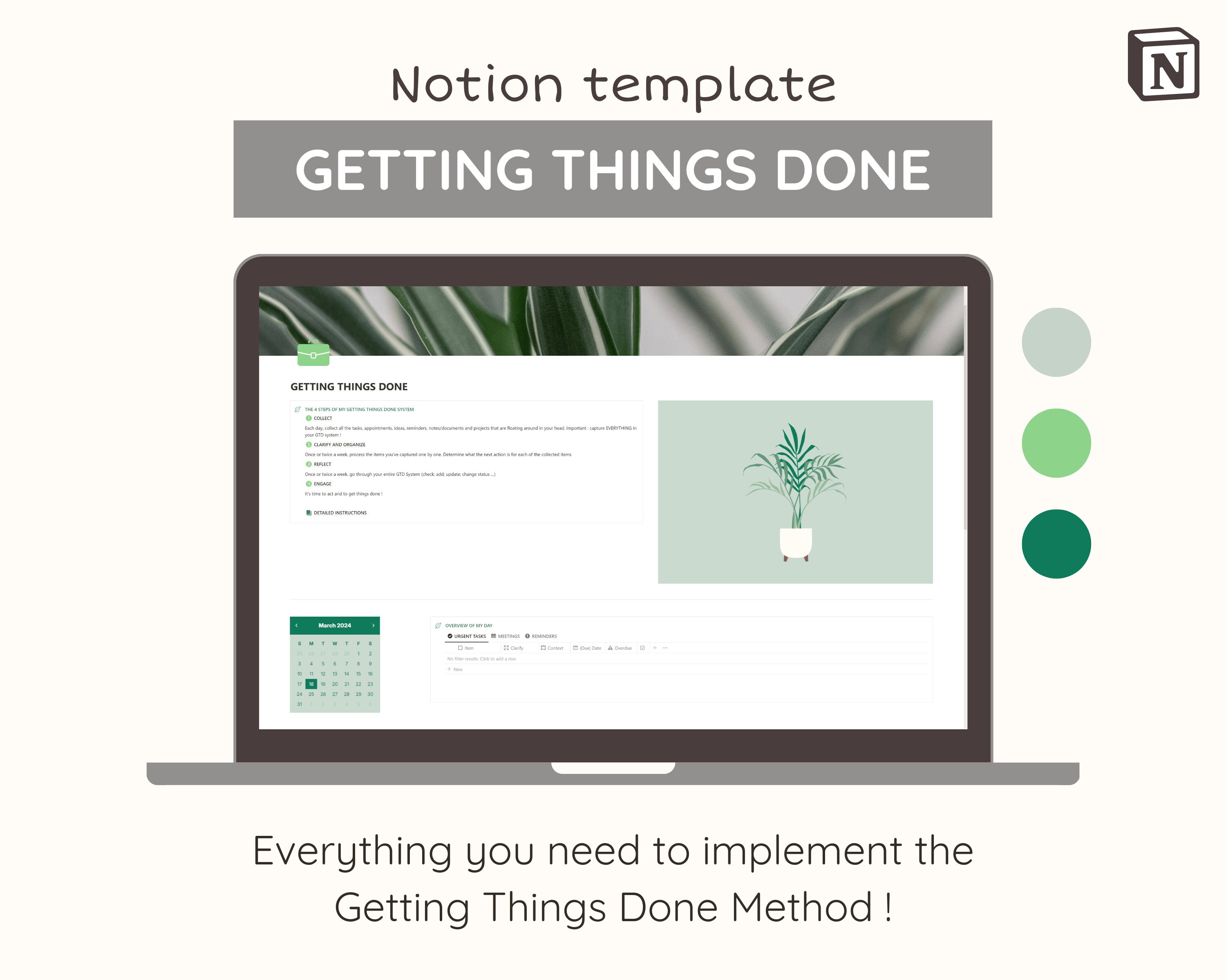 GTD Notion Template Getting Things Done GTD Template, GTD Digital ...