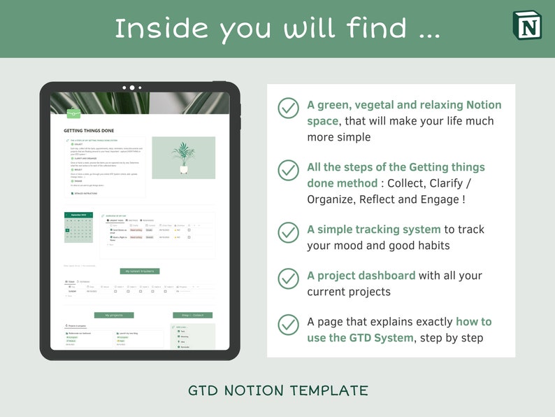 GTD Notion Template Getting Things Done GTD Template, GTD Digital ...