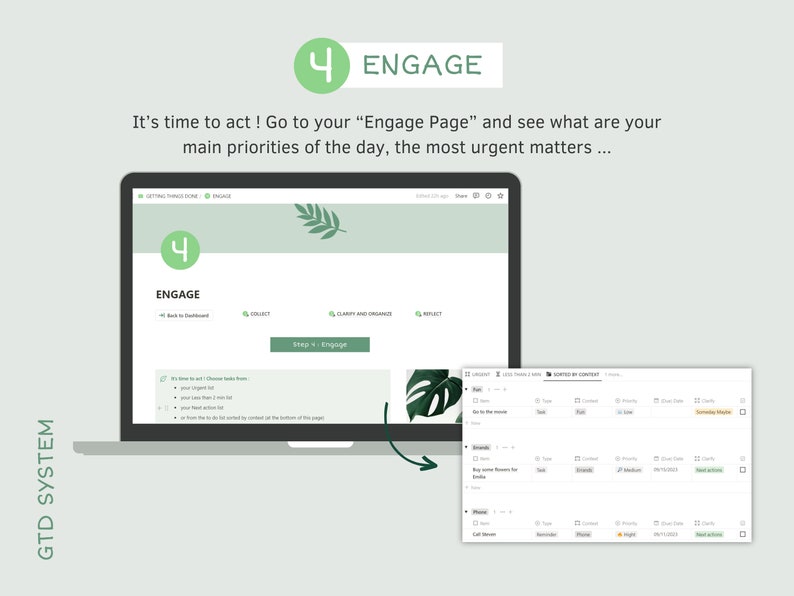 GTD Notion Template Getting Things Done GTD Template, GTD Digital ...