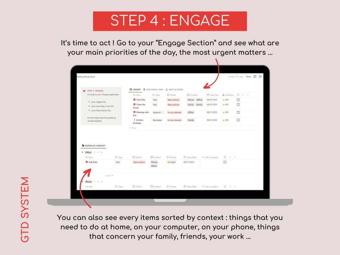 GTD Notion Template Getting Things Done GTD Templates - Etsy