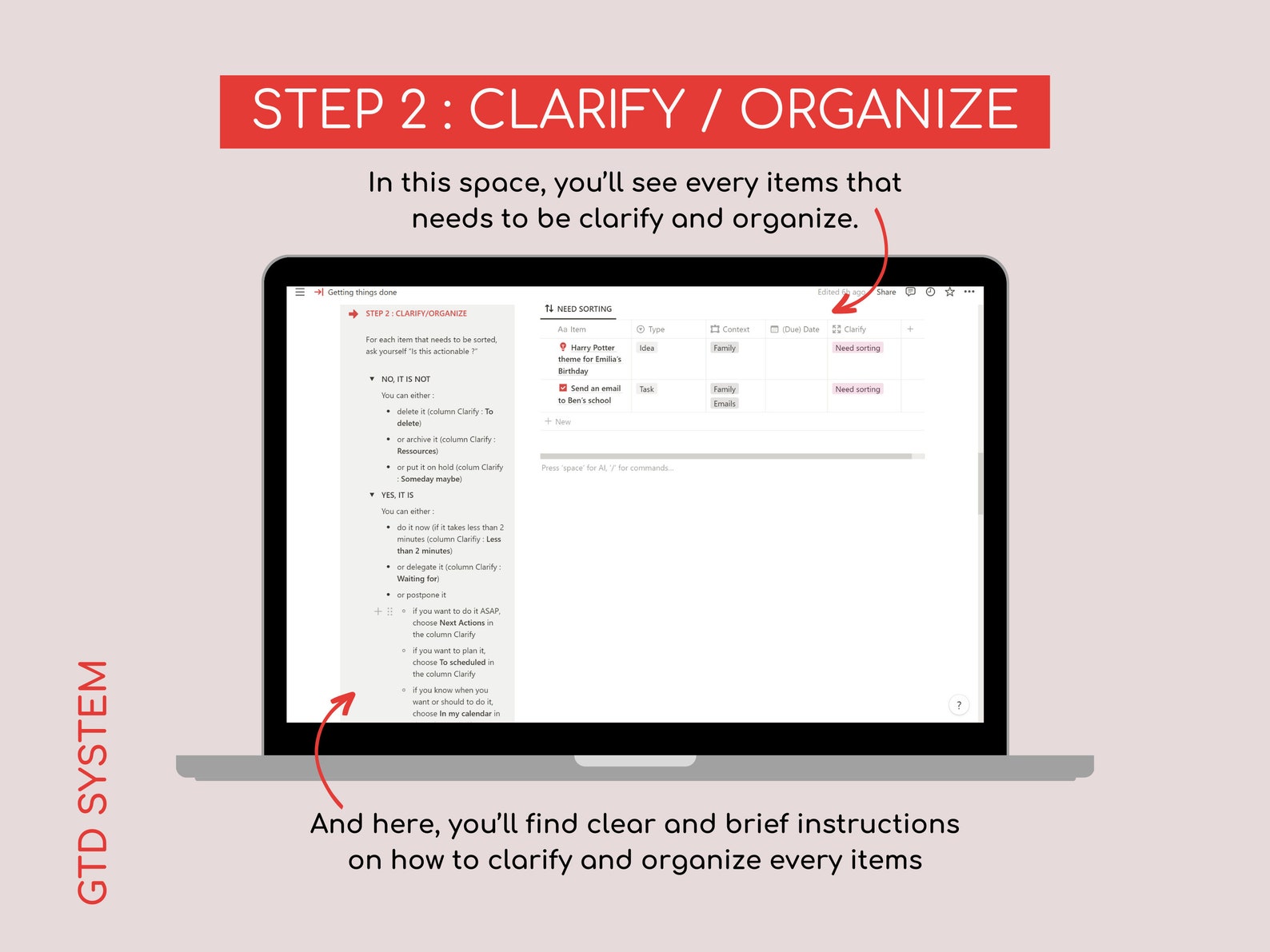 GTD Notion Template Getting Things Done GTD Templates, Notion Planner ...