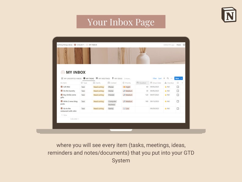 Notion GTD Template, Getting Things Done, GTD Templates, GTD Template ...