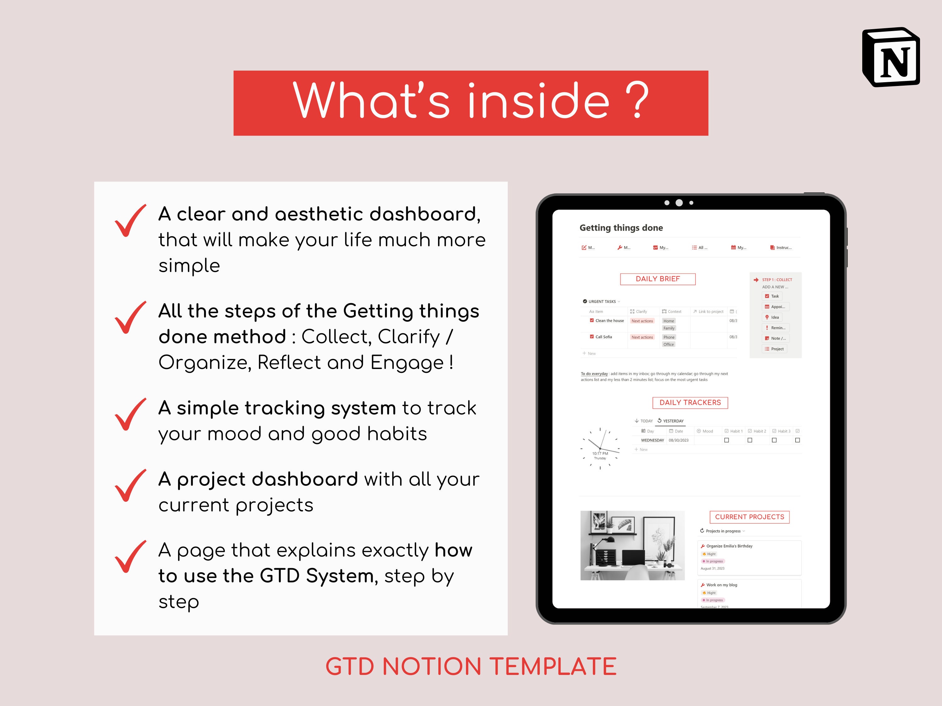 GTD Notion Template Getting Things Done GTD Templates - Etsy