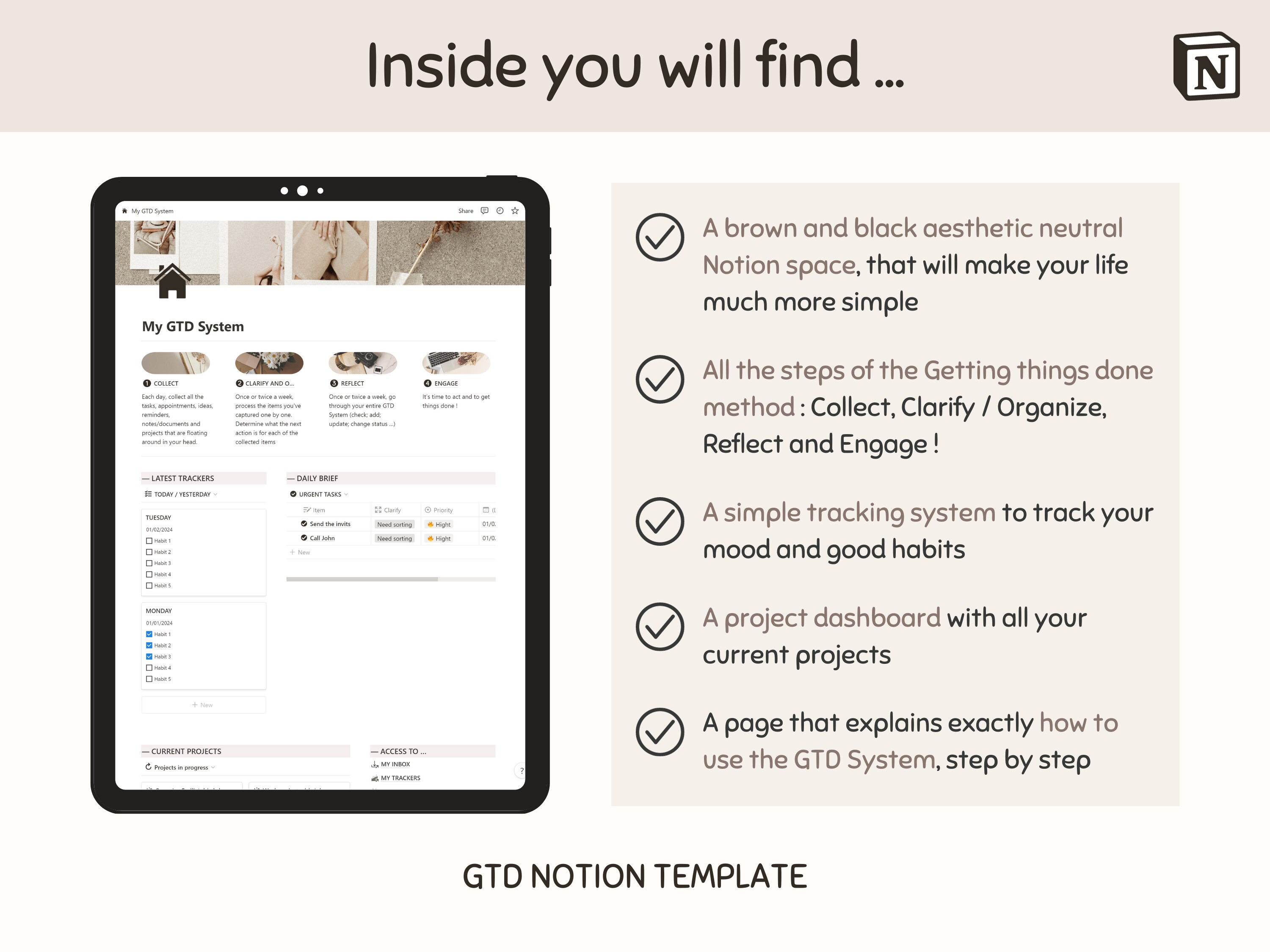 Notion GTD Template - GTD Templates, GTD Planner Notion, Cozy Notion ...