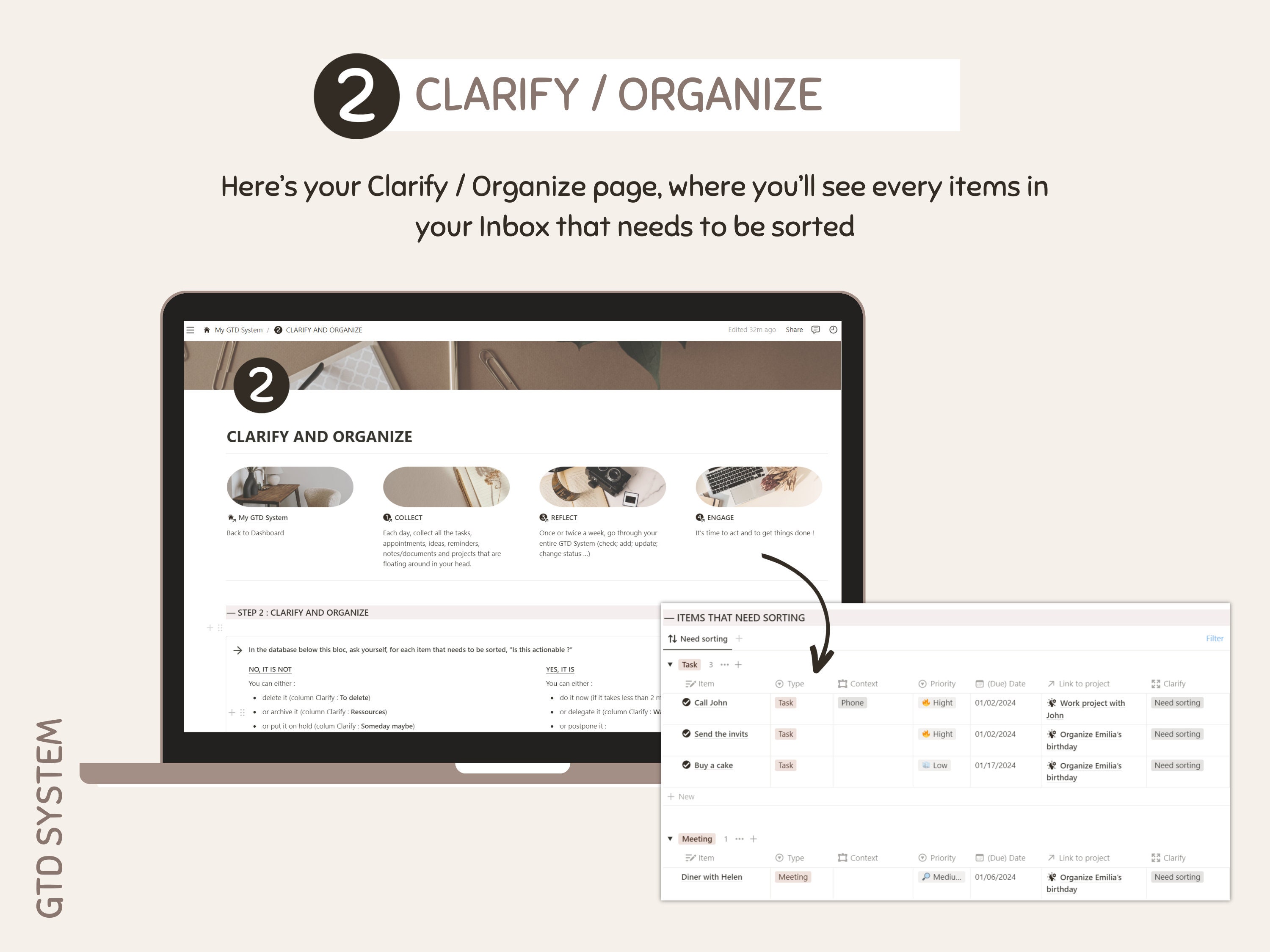 Notion GTD Template - GTD Templates, GTD Planner Notion, Cozy Notion ...