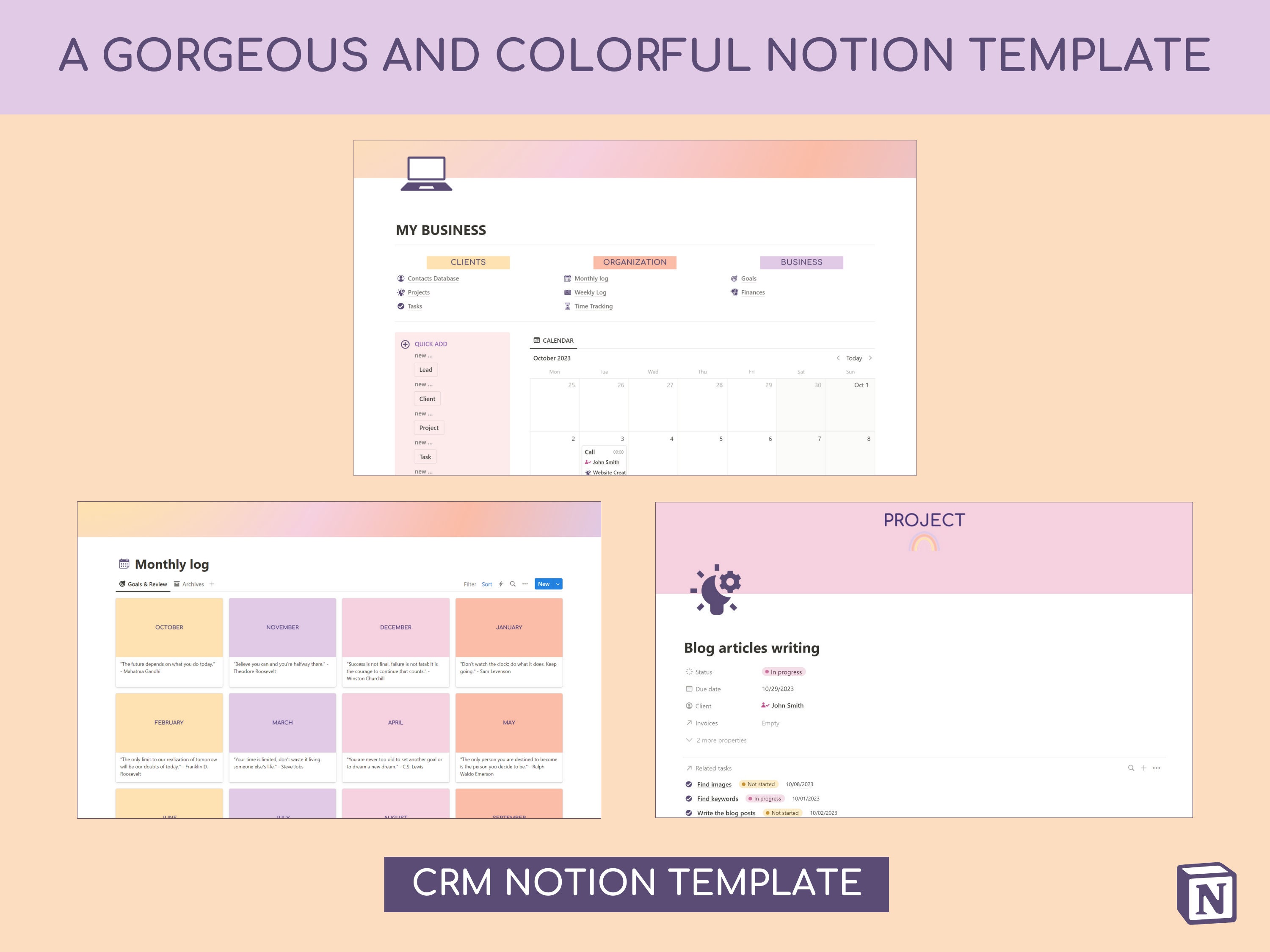 Modèle CRM Notion Modèles CRM Pour Notion, Modèle Commercial Notion ...
