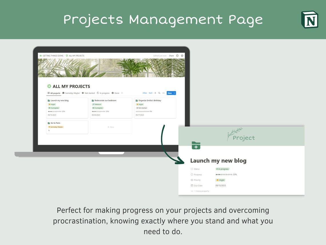 GTD Notion Template Getting Things Done GTD Template, GTD Digital ...