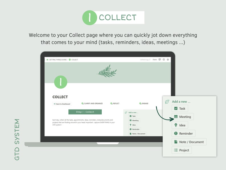 GTD Notion Template Getting Things Done GTD Template, GTD Digital ...