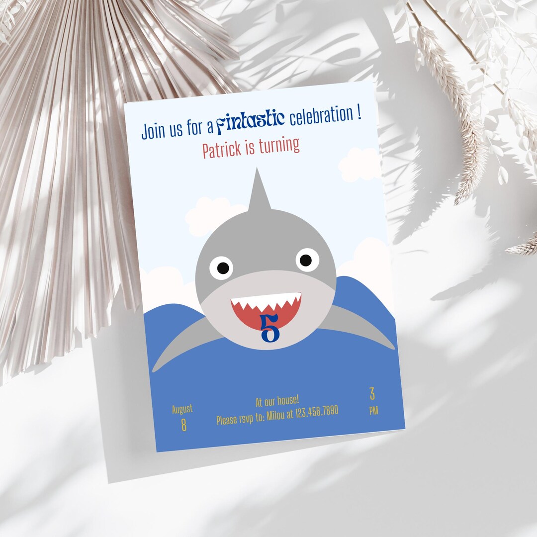 Fintastic Shark Birthday Invitation | Digital Kids Party Card | Shark ...