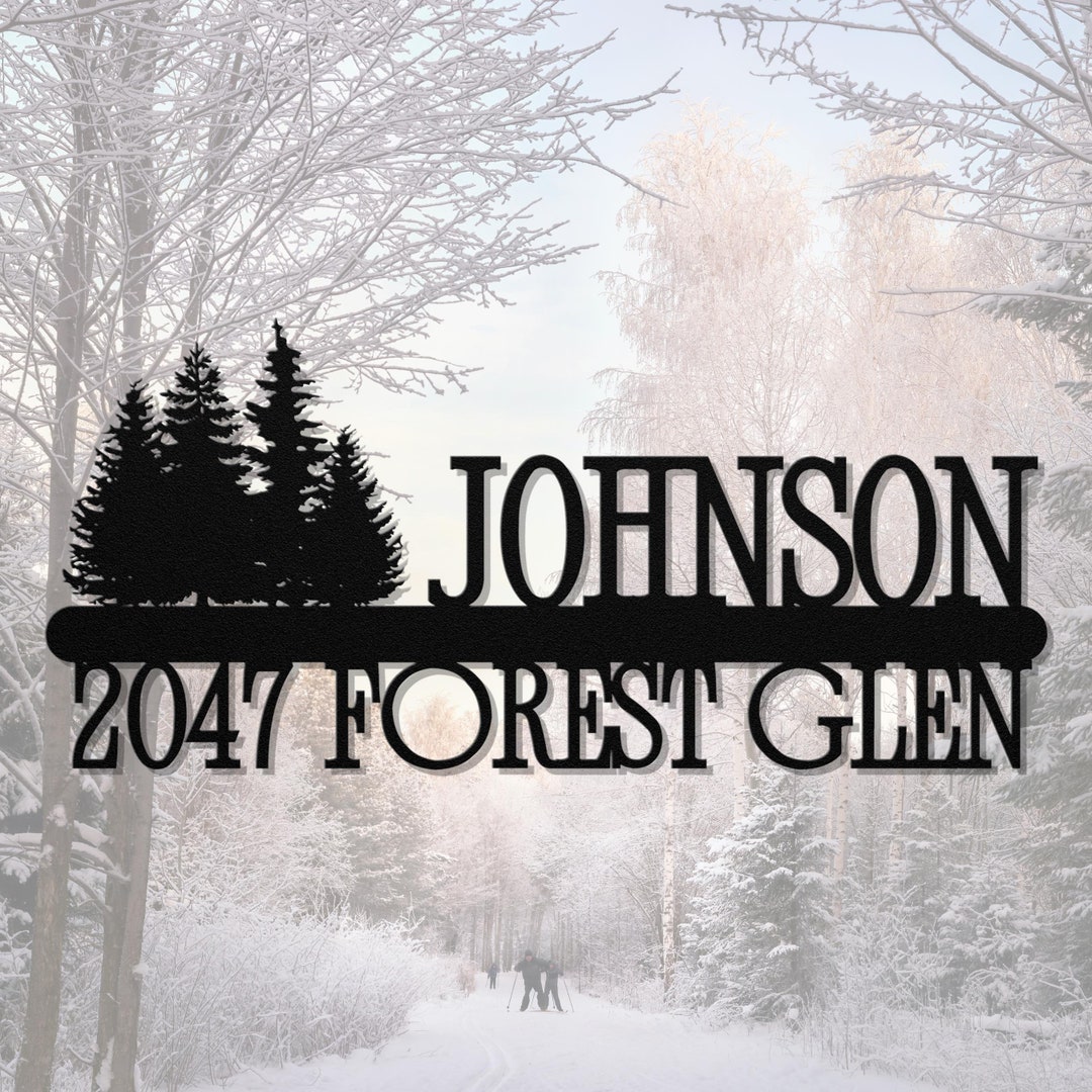 Address Sign Custom Metal Forest Tree Montana State Cabin Personalized ...