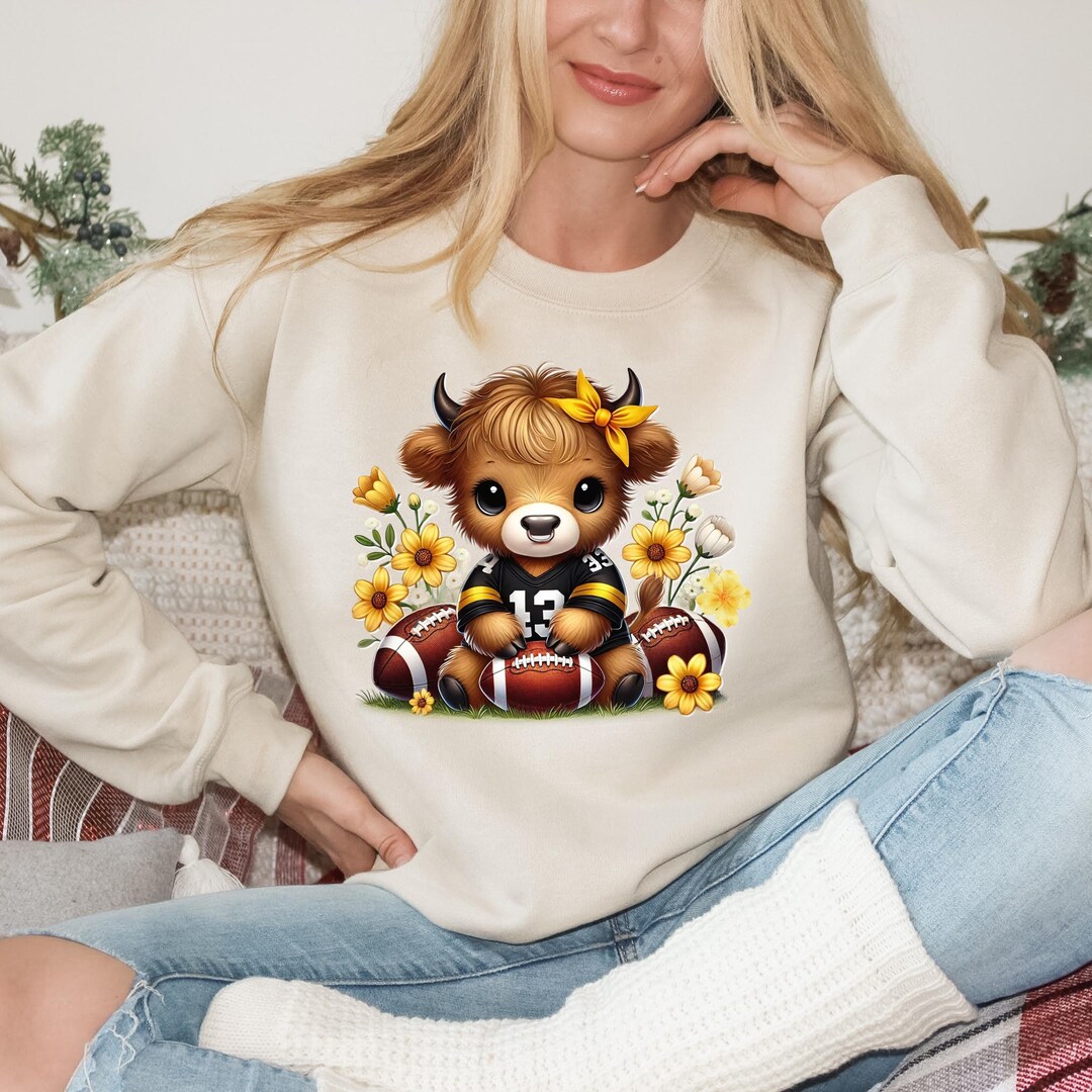 Cute Highland Cow Football Shirt & Sweater Cow Apparel for Football ...