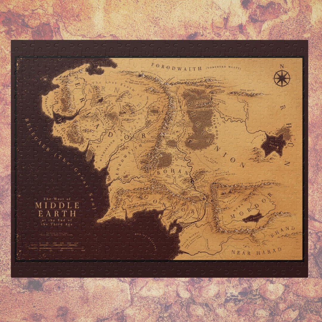 Middle Earth Map Puzzle Tin Box Tolkien Saga Fan Birthday Gift Lord of ...