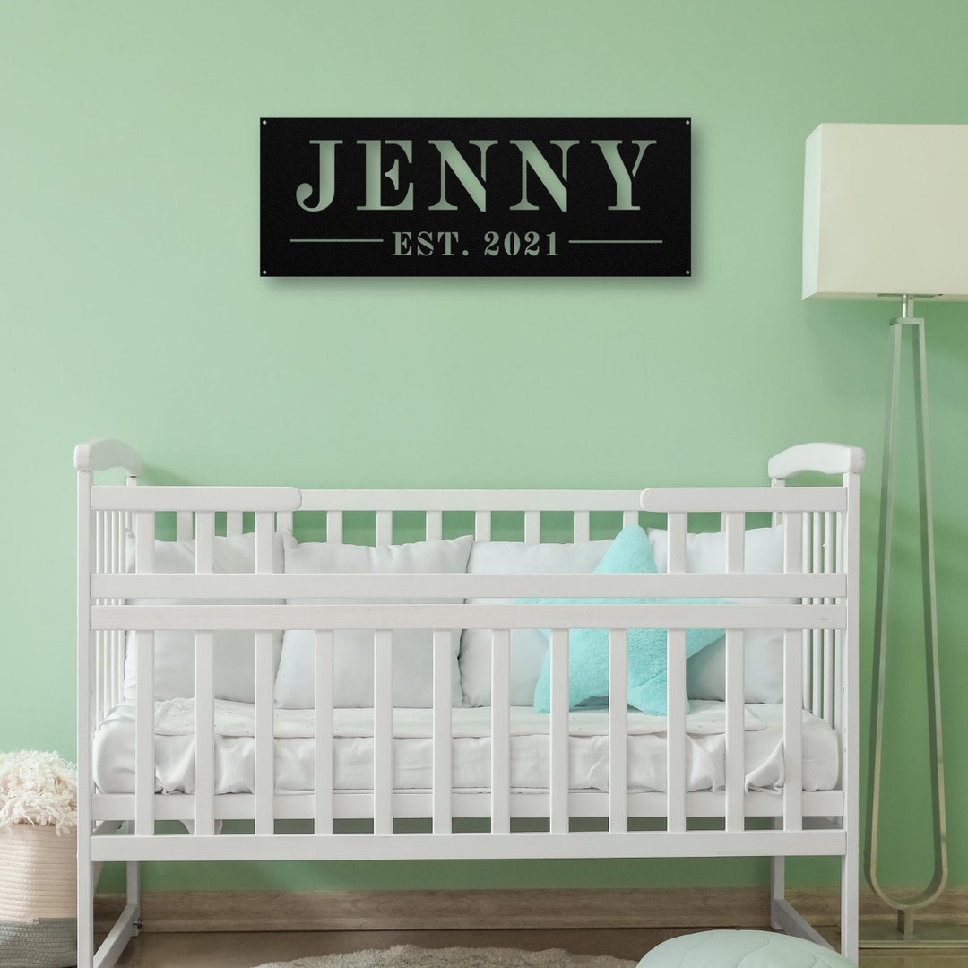 Name Announcement Sign Custom Newborn Engraved New Baby Boy Metal Sign ...