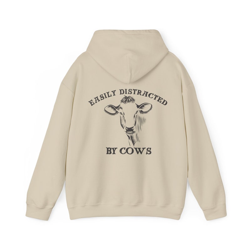 Cute Cow Hoodie Back Print Easily Distracted by Cows Farm Life Funny ...
