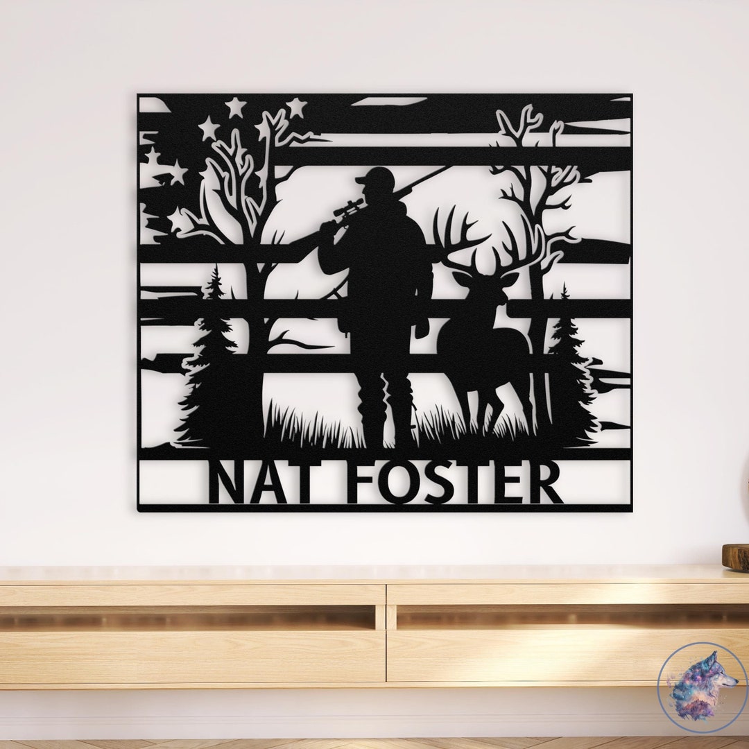 Personalized Name Deer Hunting Metal Sign US Flag Metal Plaque for ...