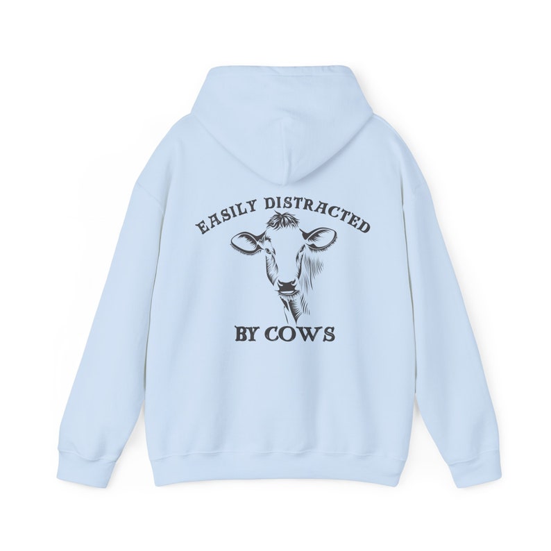 Cute Cow Hoodie Back Print Easily Distracted by Cows Farm Life Funny ...