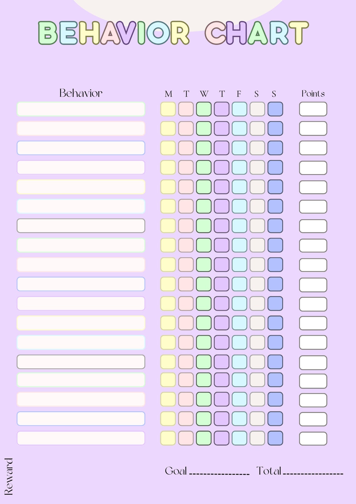 Kid's Chore and Behavior Chart Digital, Digital File PDF, Printable ...