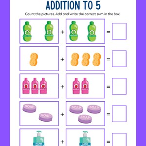 Kindergarten Addition Workbook, Digital File PDF, Printable, Math ...