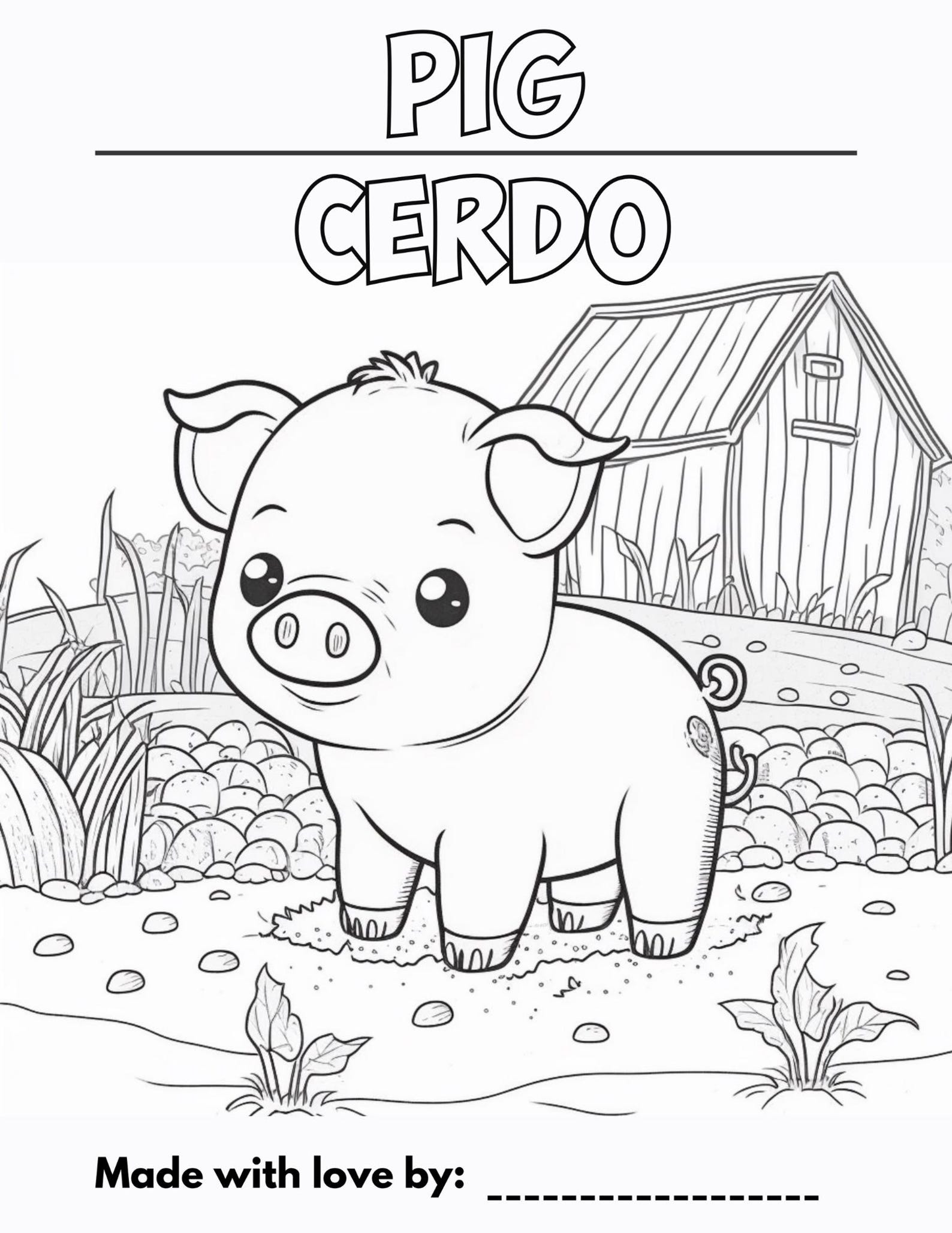 Bilingual Spanish Coloring Pages Farm Animals Pre-k Kindergarten ...