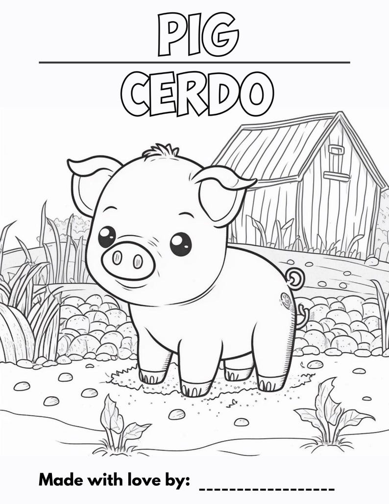 Bilingual Spanish Coloring Pages Farm Animals Pre-k Kindergarten ...