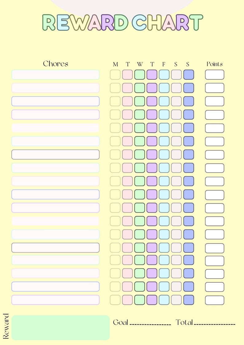 Kid's Chore and Behavior Chart Digital, Digital File PDF, Printable - Etsy