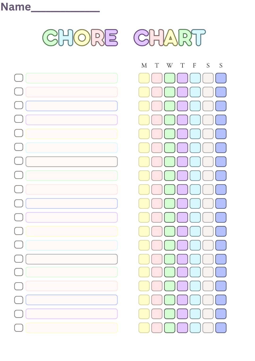 Kid's Chore and Behavior Chart Digital, Digital File PDF, Printable ...