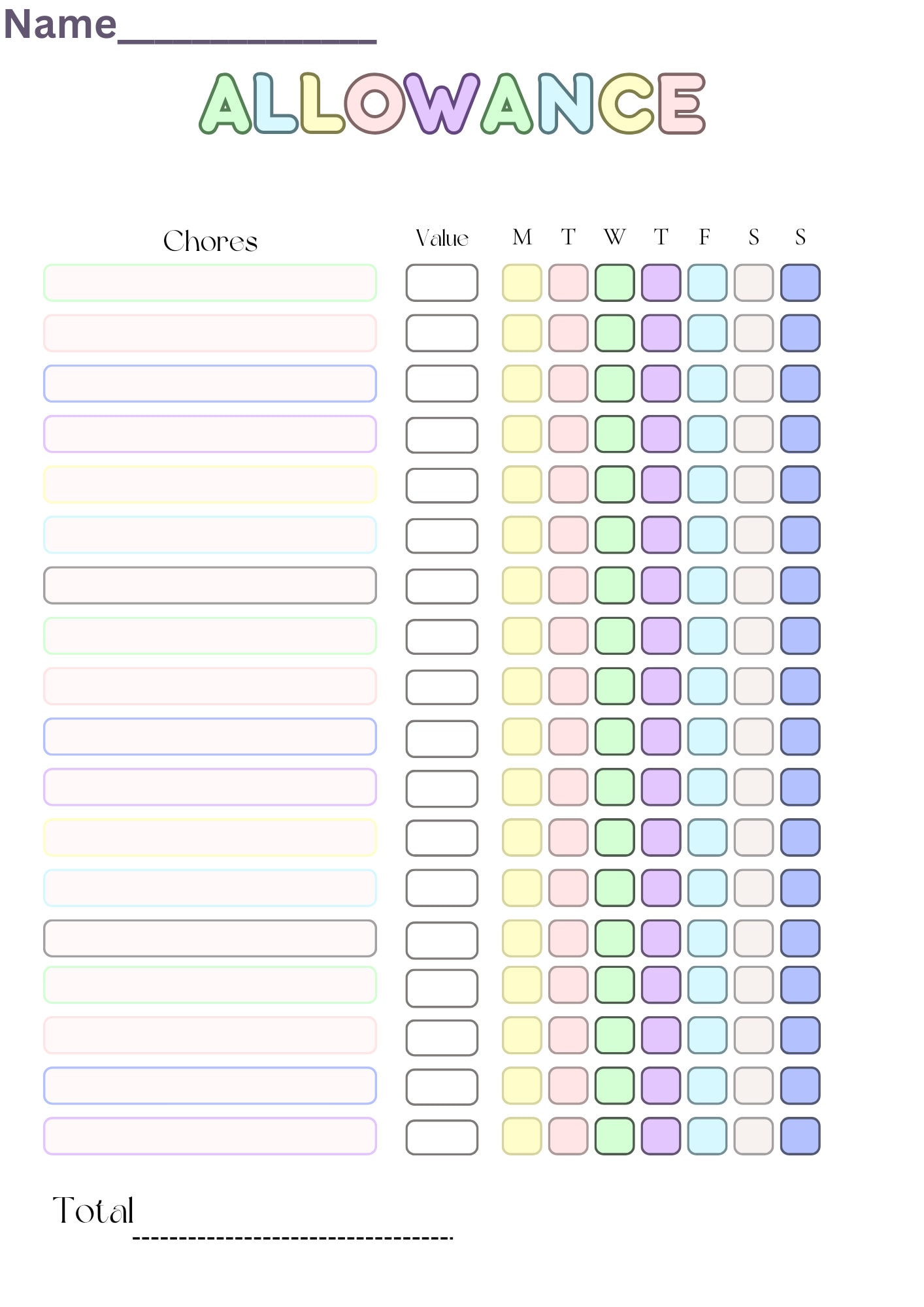 Kid's Chore and Behavior Chart Digital, Digital File PDF, Printable ...