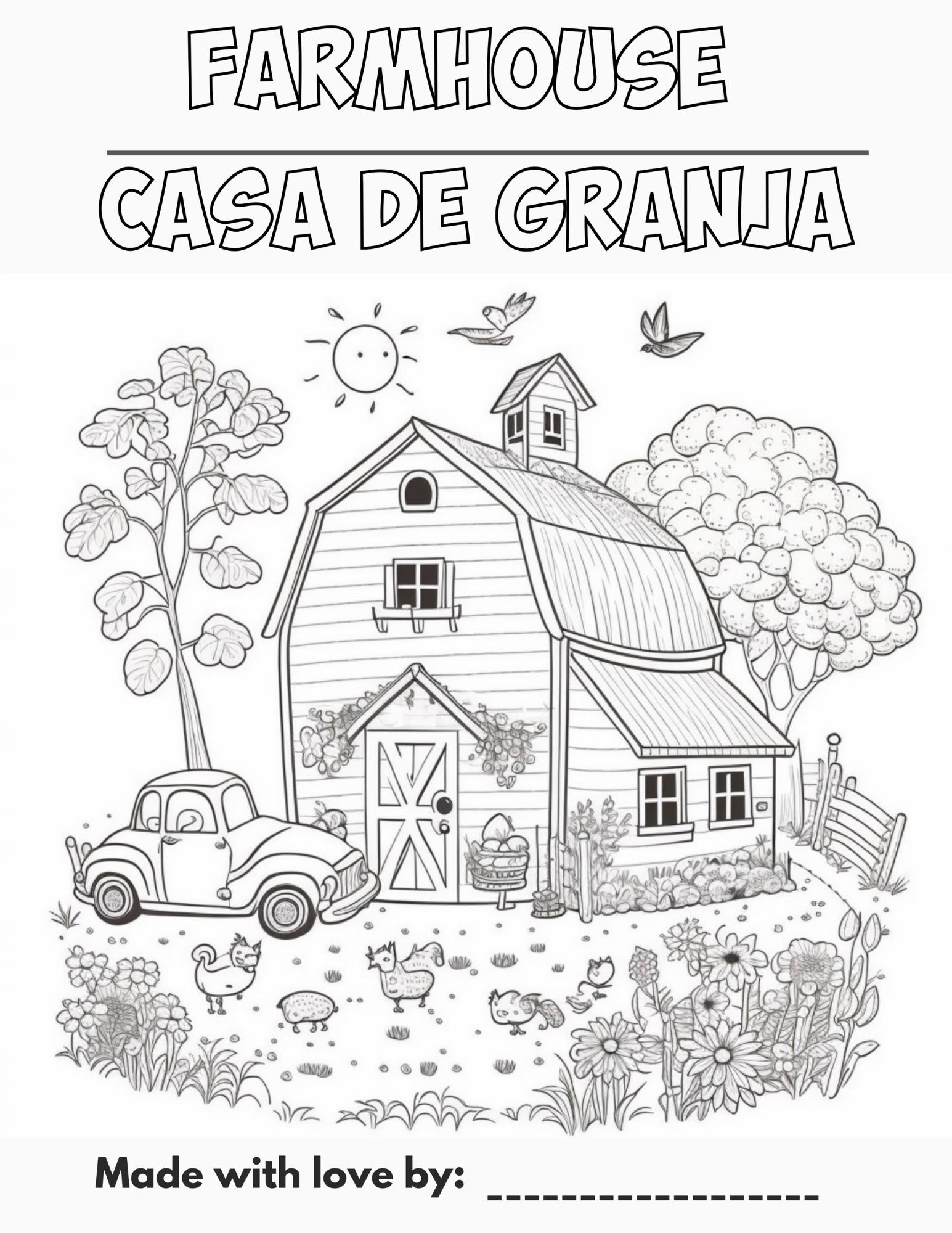 Bilingual Spanish Coloring Pages Farm Animals Pre-k Kindergarten ...