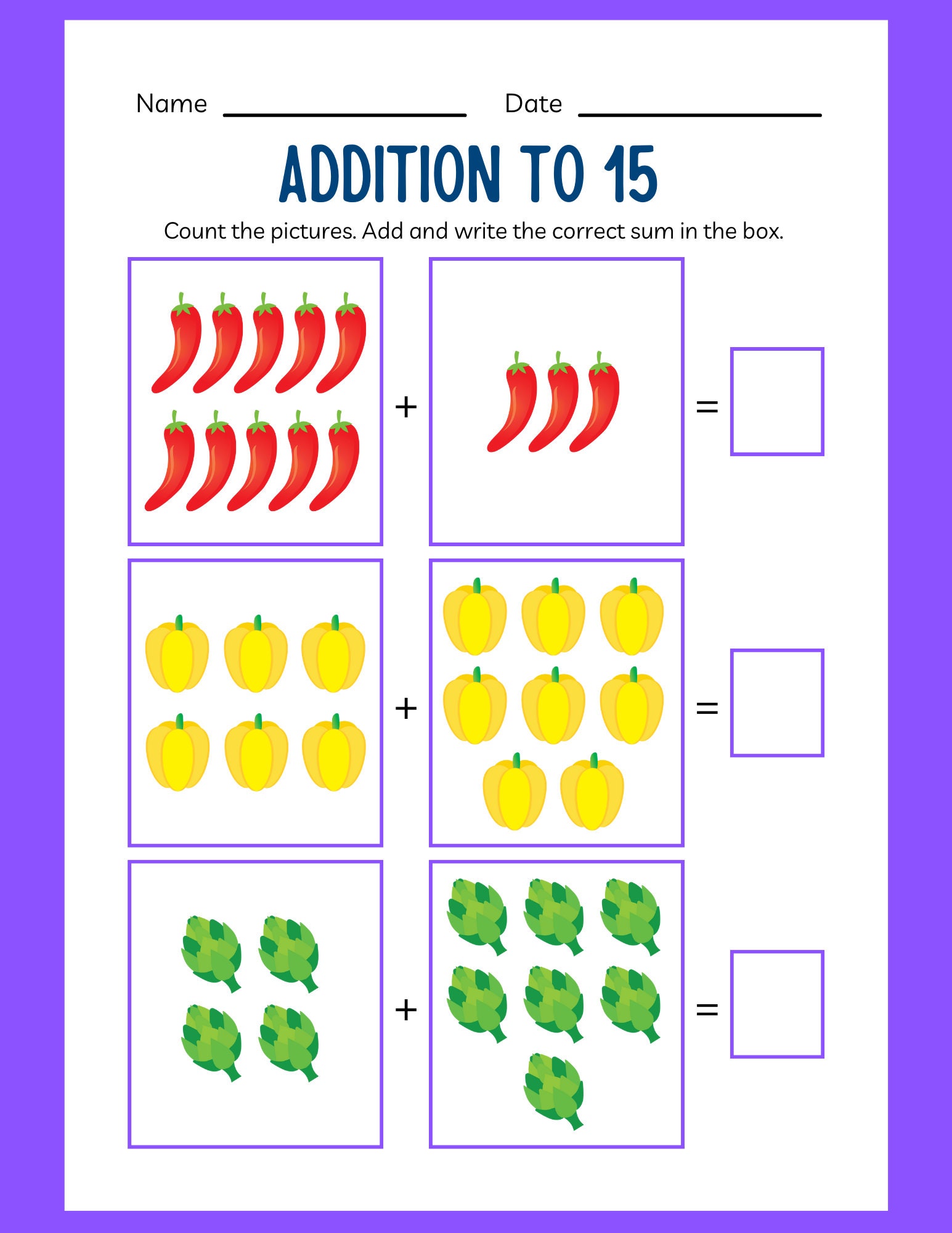 Kindergarten Addition Workbook, Digital File PDF, Printable, Math ...