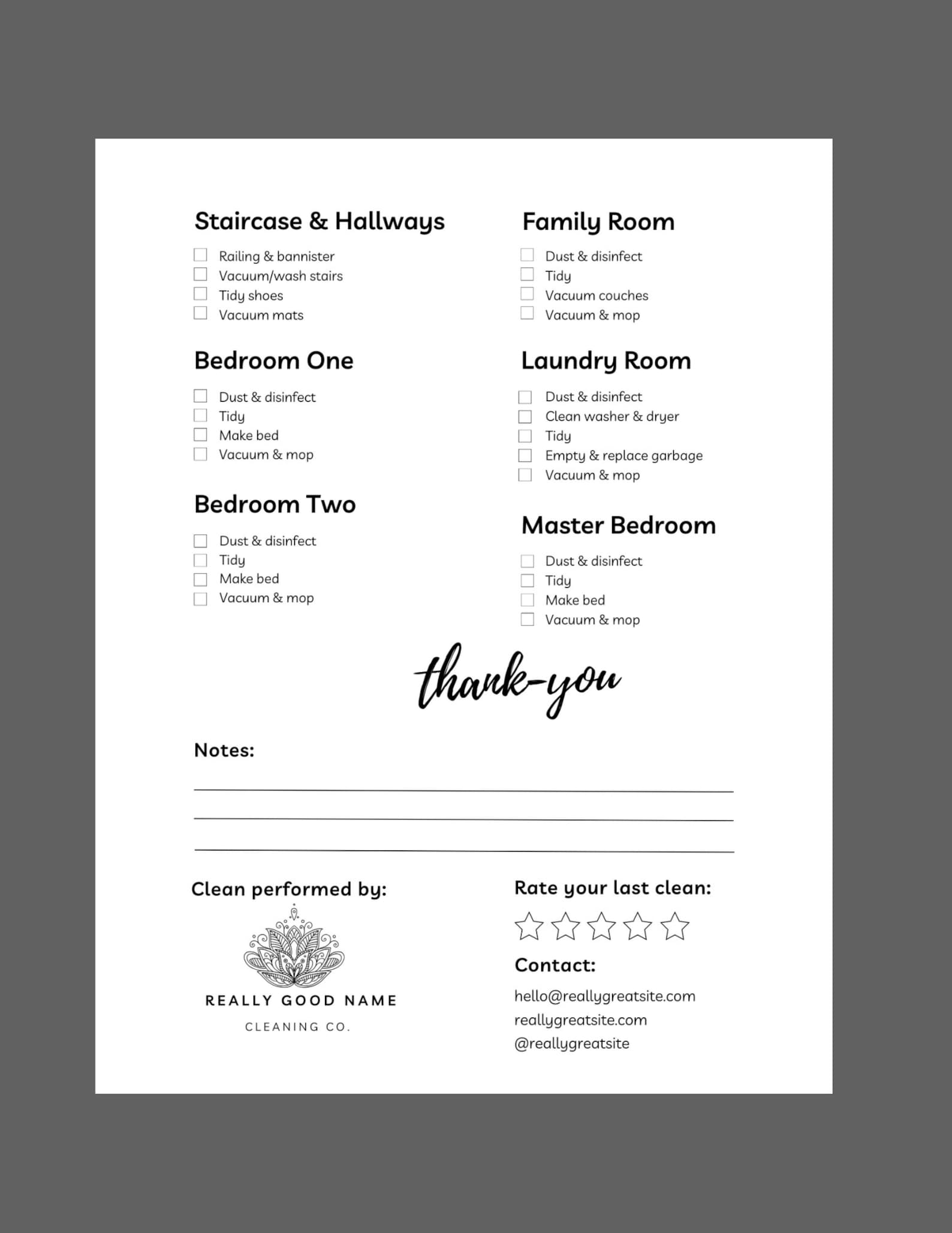 Cleaning Checklist PDF, Digital Download - Etsy