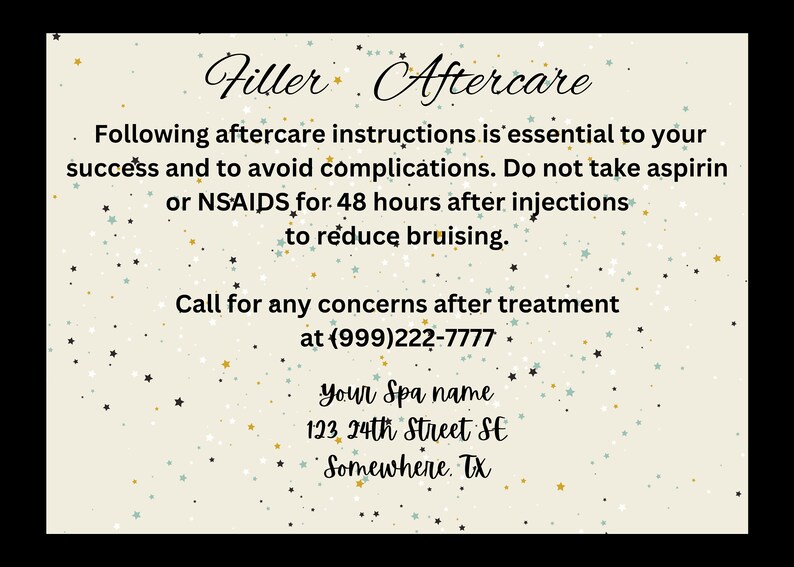 Aftercare Card Template for Botox and Lip Filler, Editable in Canva - Etsy