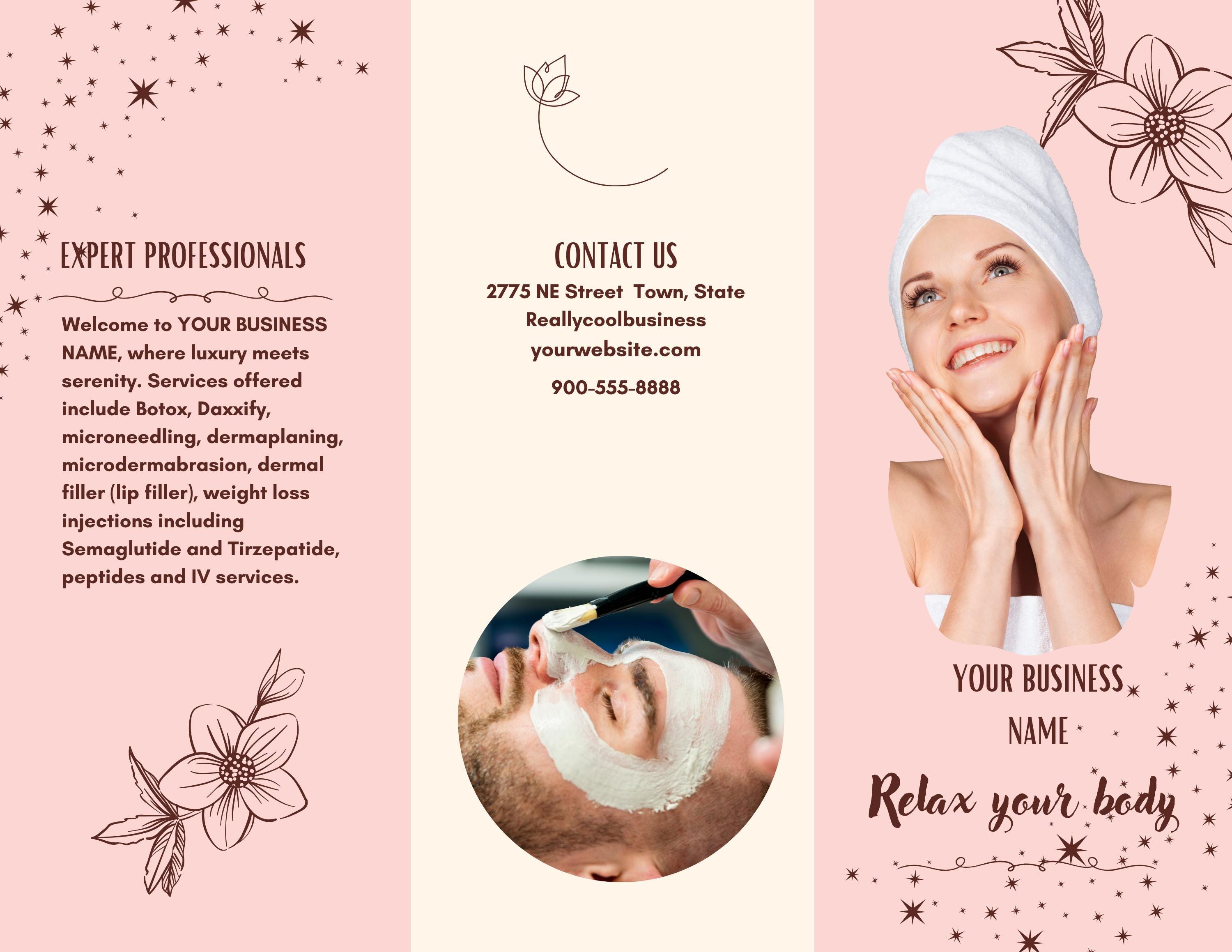 Aesthetics Brochure Botox Dermal Filler IV Services Digital Customize ...