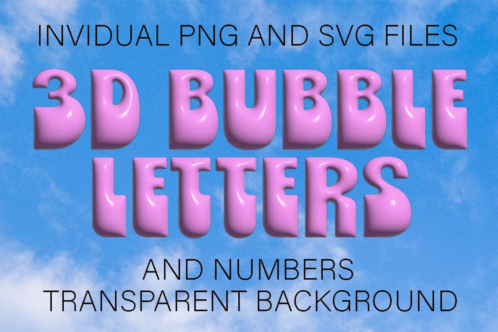 3D Pink Alphabet Set Png, Svg, 3d Letters, Bubble Font, Bubble Letters ...