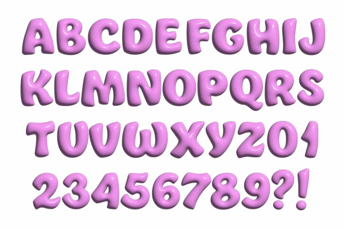 3D Pink Alphabet Set Png, Svg, 3d Letters, Bubble Font, Bubble Letters ...