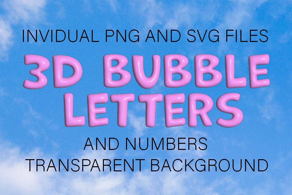 3D Pink Alphabet Set Png, Svg, 3d Letters, Bubble Font, Bubble Letters ...