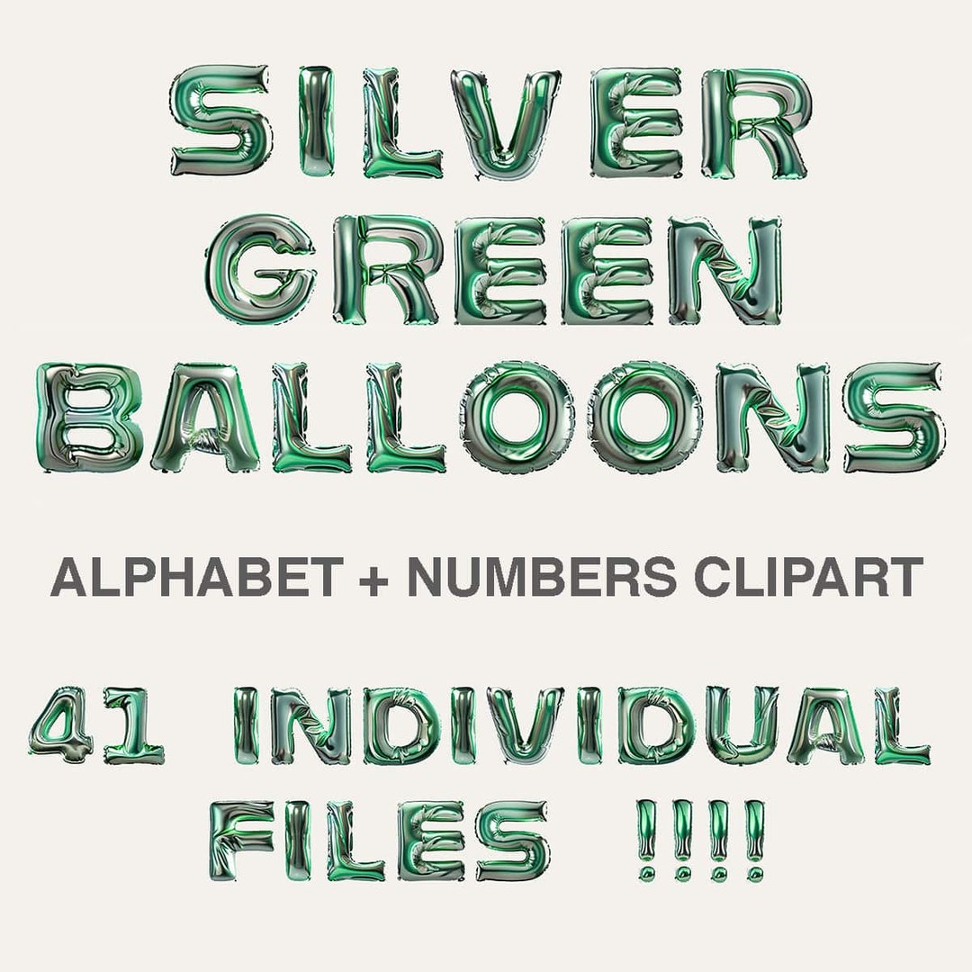 Green Foil Balloons Alphabet Clip Art 41 Files PNG Transparent ...
