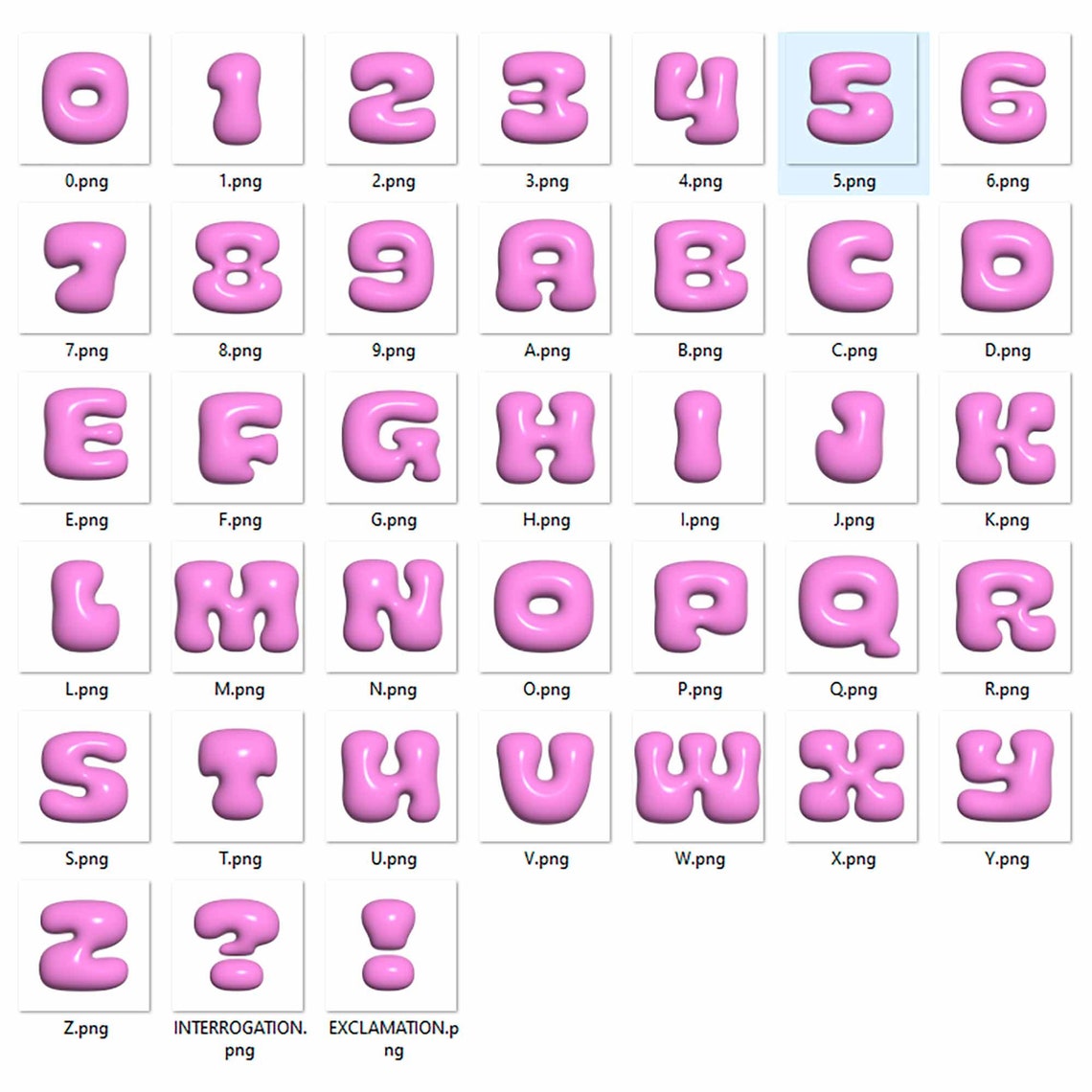 3D Pink Alphabet Set Png, Svg, a to Z and Numbers, 3d Letters, Bubble ...